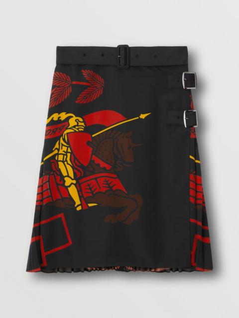Burberry Equestrian Knight Design Print Belted Kilt | REVERSIBLE