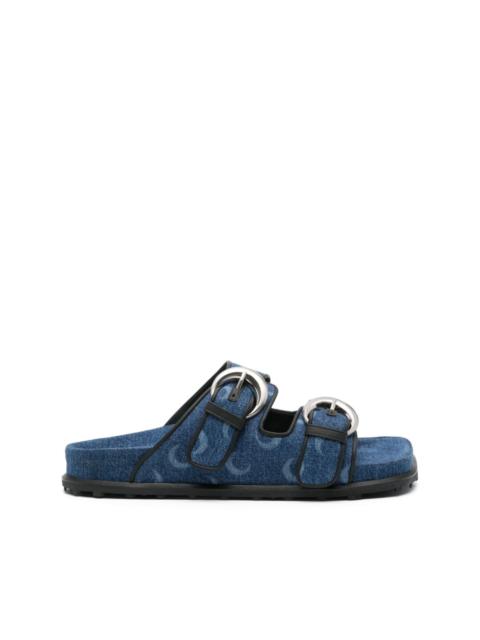 Marine Serre Moonogram-pattern denim sandals | REVERSIBLE