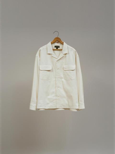 Nigel Cabourn Open Collar Shirt Linen Fleece in Ivory | REVERSIBLE
