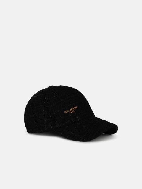 Balmain BLACK COTTON BLEND CAP | REVERSIBLE