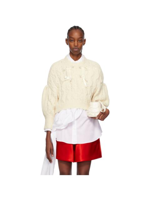 Simone Rocha Off-White Ribbon Sweater | REVERSIBLE