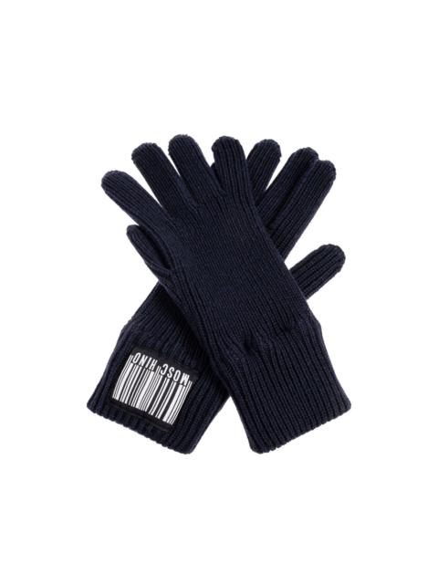 Moschino barcode-appliqué ribbed gloves | REVERSIBLE