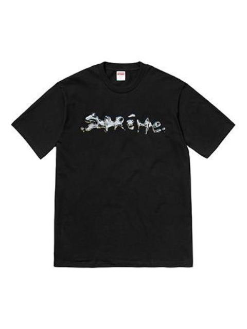 Supreme Supreme FW18 Liquid Tee Black Silver logo Short Sleeve Unisex ...