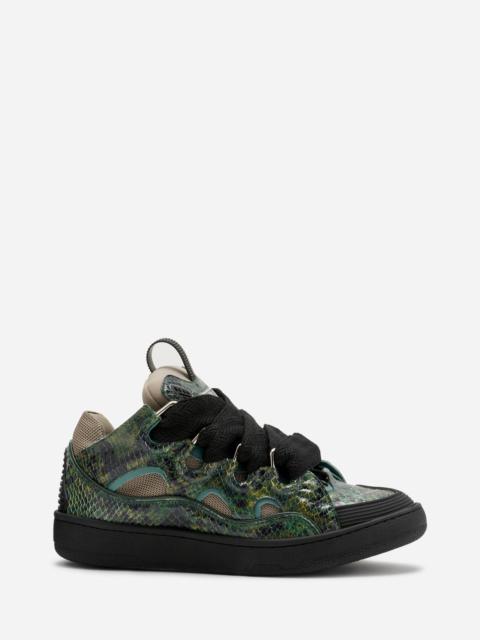 Lanvin PYTHON PRINT LEATHER CURB SNEAKERS | REVERSIBLE