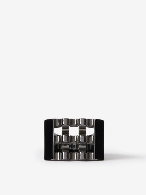 Burberry Check Ruthenium-plated Signet Ring | REVERSIBLE