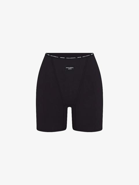 SKIMS Dolce & Gabbana x SKIMS logo-patch stretch-cotton boxer shorts ...