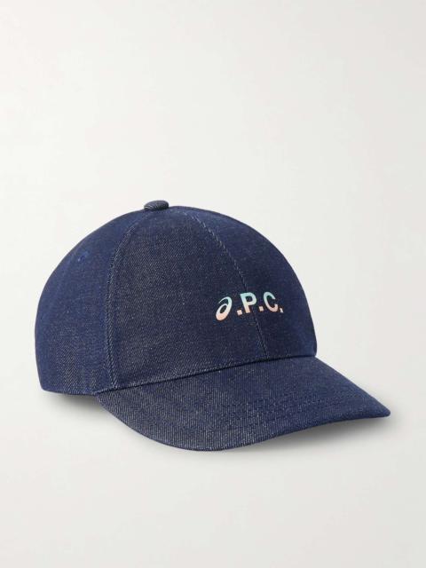 A.P.C. + ASICS Interaction Logo-Print Denim Baseball Cap | REVERSIBLE