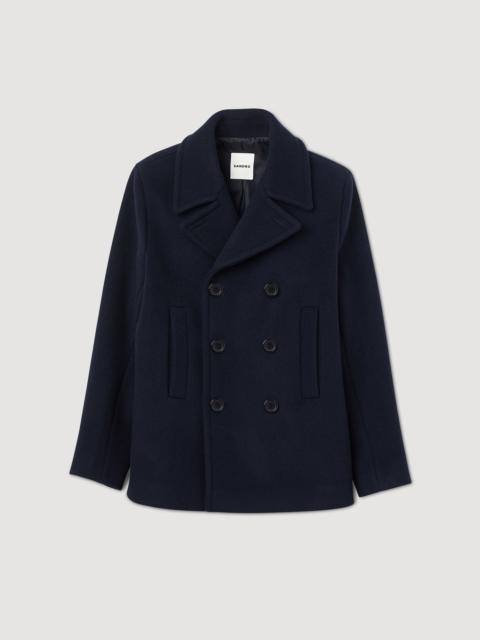 Sandro WOOL PEA COAT | REVERSIBLE