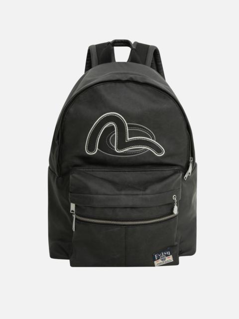 EVISU SEAGULL EMBROIDERY VEGAN LEATHER BACKPACK | REVERSIBLE