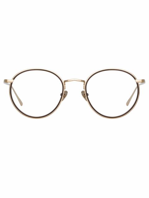 LINDA FARROW COMER OPTICAL OVAL FRAME IN LIGHT GOLD | REVERSIBLE