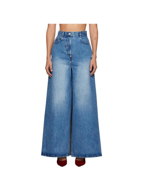 pushBUTTON Blue Wide Denim Maxi Skort | REVERSIBLE