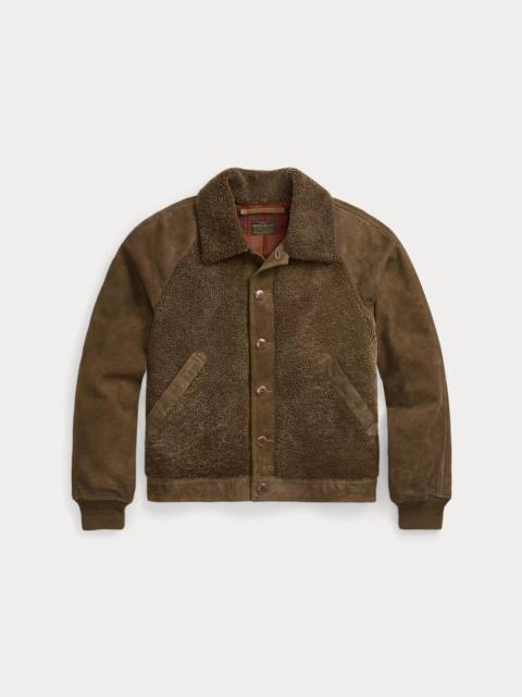 RRL by Ralph Lauren Shearling-Paneled Roughout Suede Jacket | REVERSIBLE