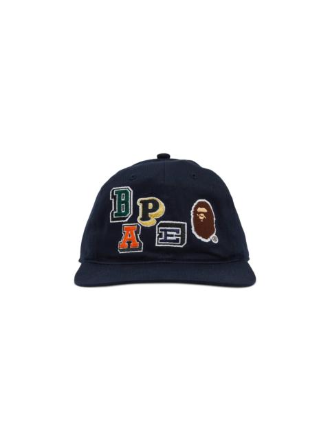 A BATHING APE® BAPE Multi Fonts Patch Panel Cap 'Navy' | REVERSIBLE