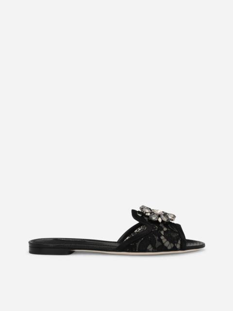 Dolce & Gabbana Slippers in lace with crystals | REVERSIBLE