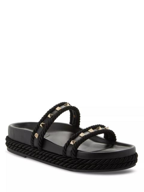 Valentino Women's Pyramid Studded Espadrille Platform Slide Sandals ...