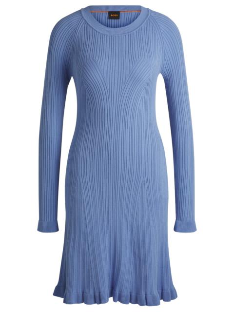 BOSS LONG-SLEEVED KNITTED DRESS WITH RIBBED STRUCTURE | REVERSIBLE