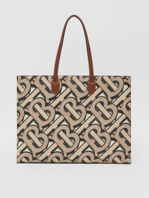 Burberry Monogram Print E-canvas Tote Bag | REVERSIBLE