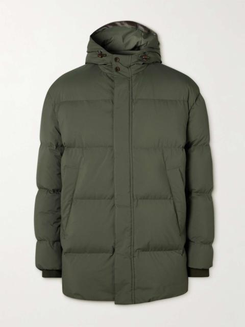 Canali Leather-Trimmed Quilted Shell Hooded Down Jacket | REVERSIBLE Canali Leather-Trimmed Quilted Shell Hooded Down Jacket | REVERSIBLE