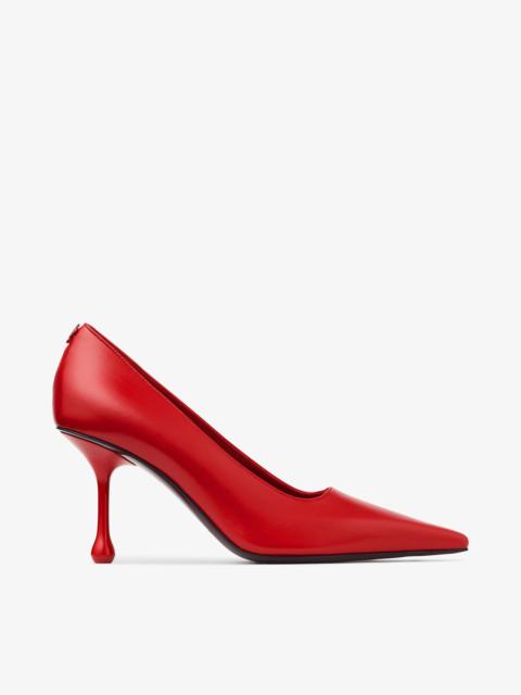JIMMY CHOO Ixia 80 Ruby Red Leather Pumps | REVERSIBLE