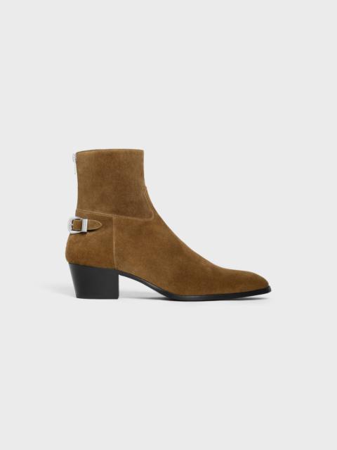 CELINE BACK BUCKLE ZIPPED ISAAC BOOT in Suede Calfskin | REVERSIBLE