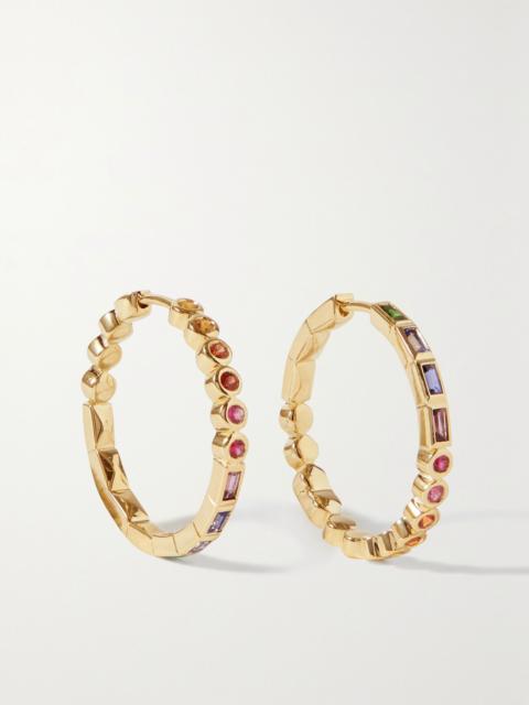 Yvonne Léon 9-karat gold multi-stone hoop earrings Gold | REVERSIBLE