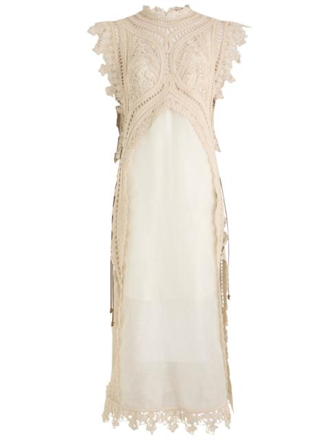 Zimmermann Zimmermann Illuminate Cornelli Linen-blend Midi Dress ...