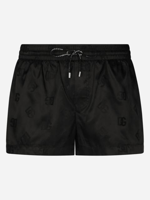 Dolce & Gabbana Short jacquard swim trunks with DG Monogram | REVERSIBLE