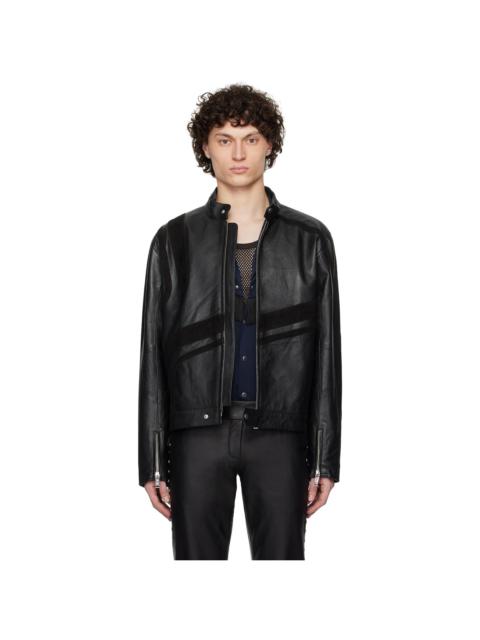 DEADWOOD Black Hiro Leather Biker Jacket | REVERSIBLE