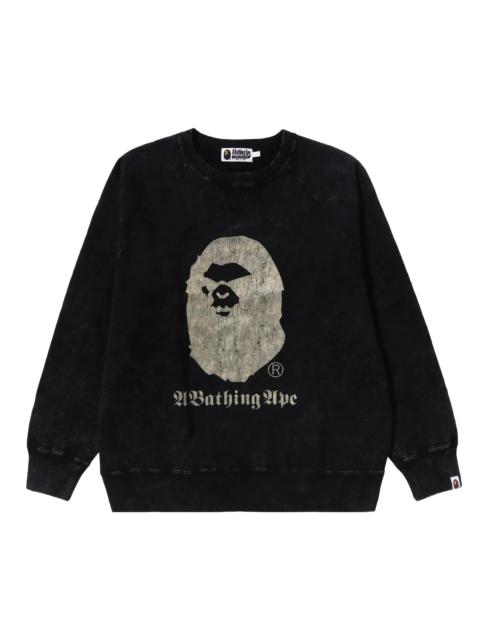 A BATHING APE® BAPE A Bathing Ape Overdye Relaxed Fit Crewneck 'Black' | REVERSIBLE