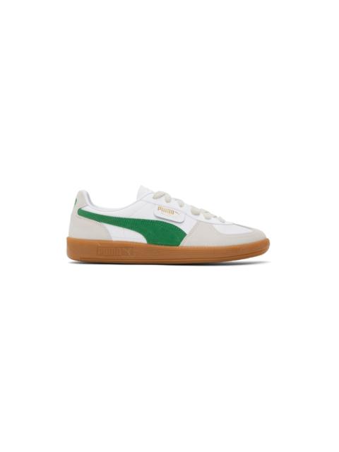 PUMA Off-White & Green Palermo Leather Sneakers | REVERSIBLE