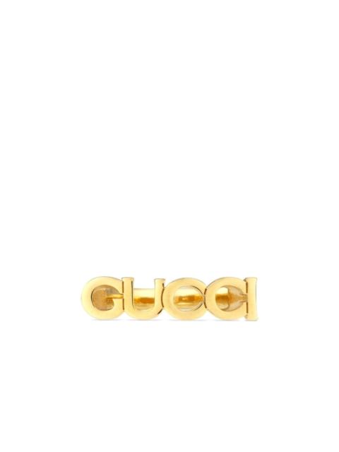 GUCCI logo-lettering polished-finish ring | REVERSIBLE