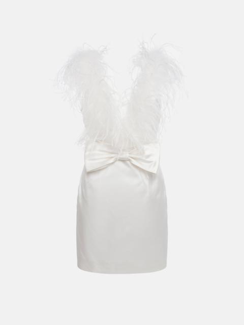 Alessandra Rich SILK DUCHESSE MINI DRESS WITH FEATHERS | REVERSIBLE