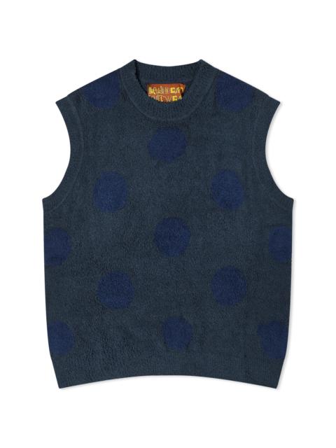 BRAIN DEAD Brain Dead Teddy Fur Dot Crew Knit Vest | REVERSIBLE
