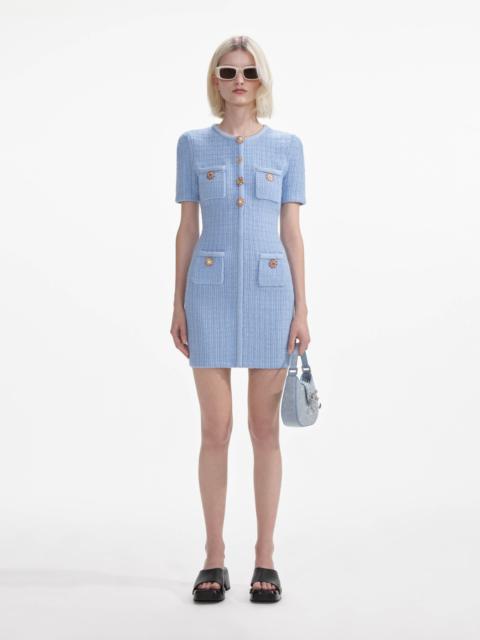self-portrait Blue Jewel Button Knit Mini Dress | REVERSIBLE