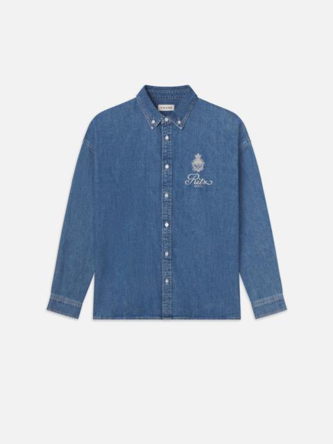 FRAME Ritz Embroidery Denim Shirt in District | REVERSIBLE