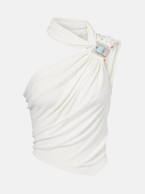 CHRISTOPHER ESBER Bezel asymmetric halterneck crop top | REVERSIBLE