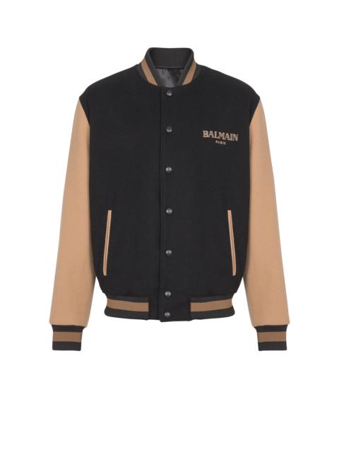Balmain Two-tone wool and cashmere varsity jacket | REVERSIBLE