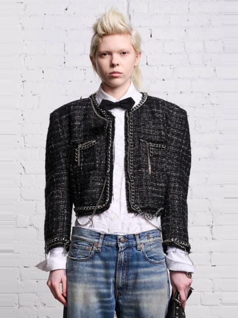 R13 SQUARE SHOULDER JACKET - BLACK TWEED | REVERSIBLE