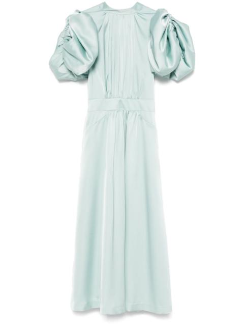 ROTATE puff-sleeve satin midi dress | REVERSIBLE