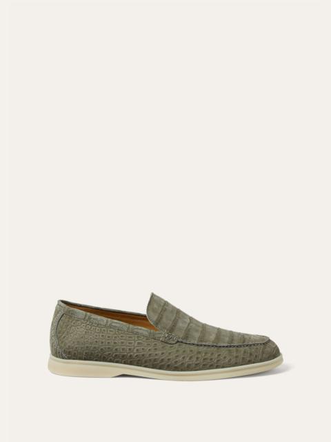 Loro Piana Summer Walk Nabuk Alligator Moccasin | REVERSIBLE