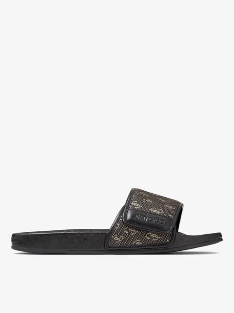 JIMMY CHOO Fitz/M Black and Gold JC Monogram Jacquard Lurex and Nappa ...