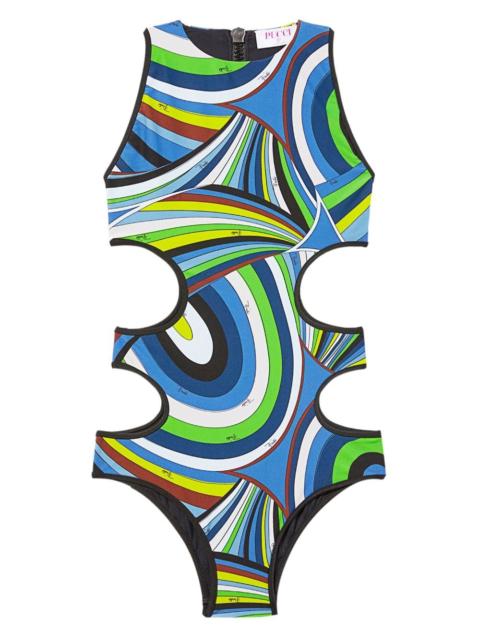 PUCCI wave-print cut-out detailing swimsuit | REVERSIBLE