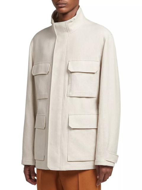 ZEGNA Linen & Wool Padded Field Jacket | REVERSIBLE
