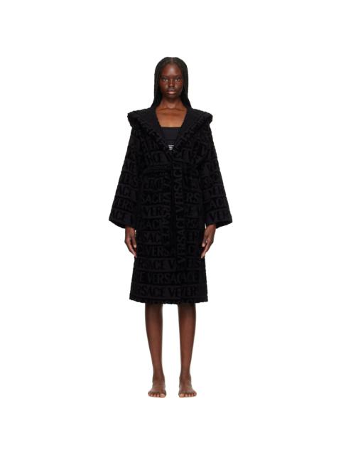VERSACE Black Allover Bathrobe | REVERSIBLE