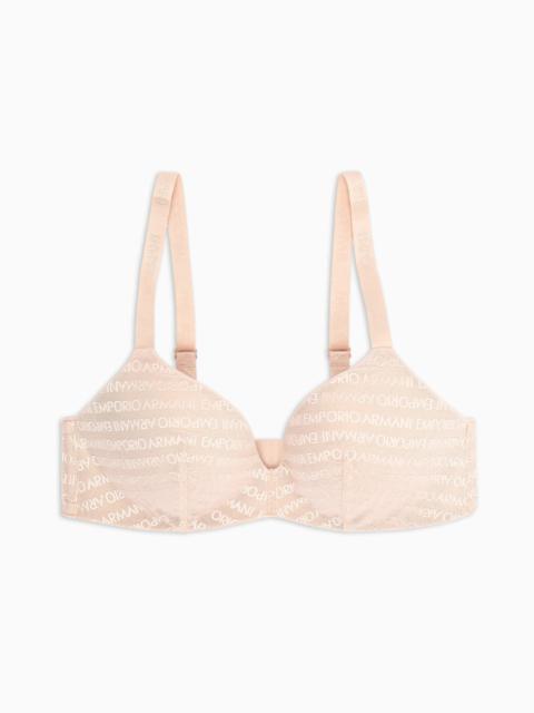 EMPORIO ARMANI ASV padded triangle bra in recycled bonded mesh with all ...