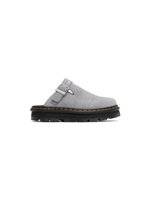 Dr. Martens Gray Zebzag Suede Slingback Platform Mules | REVERSIBLE