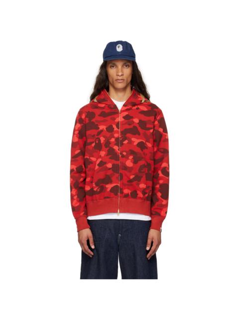A BATHING APE® Red Color Camo Double Shark Full Zip Hoodie | REVERSIBLE