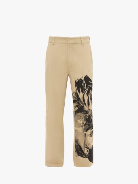 JW Anderson CHINO TROUSERS - POL ANGLADA ARTWORK | REVERSIBLE