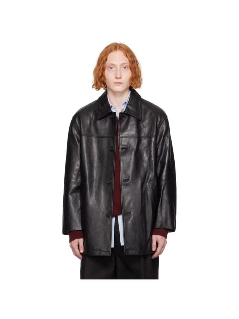 Dunst Black Half Leather Jacket | REVERSIBLE