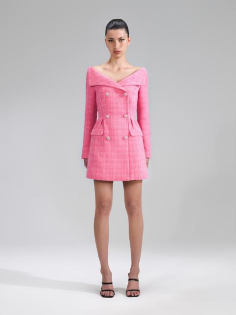 self-portrait Pink Boucle Mini Dress | REVERSIBLE